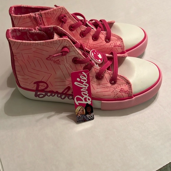 Mattel | Shoes | Mattel Pink And White Hightop Sneakers | Poshmark